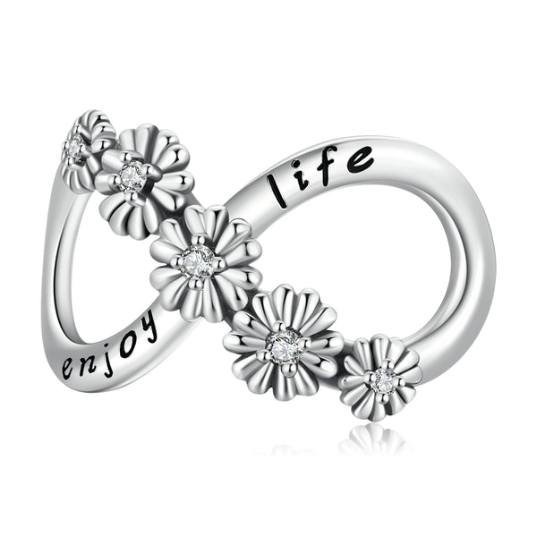 Enjoy Life Infinity Symbol Daisy Charm Sterling Silver | Loulu Charms