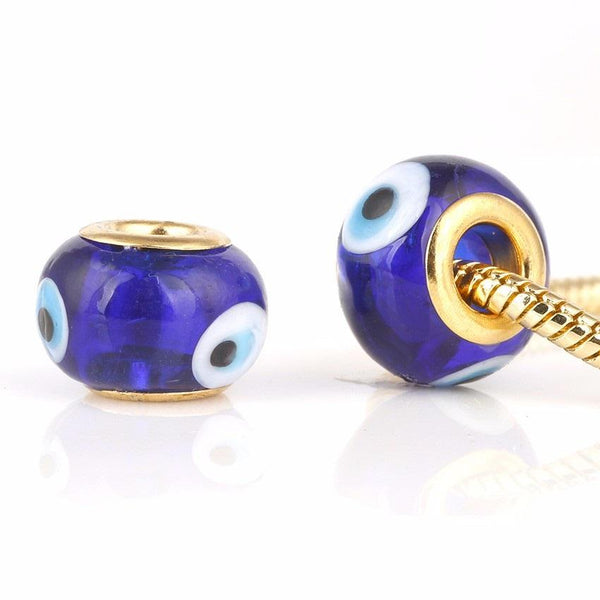 Evil Eye Glass Gold Charm fits Charm Bracelet | Loulu Charms