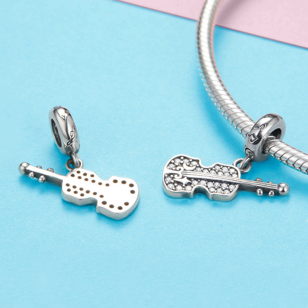 Rock n’ Roll Sparkling Guitar Charm Sterling Silver | Loulu Charms