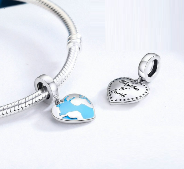 Rhythm of Earth World Map Charm 925 Sterling Silver - Loulu Charms
